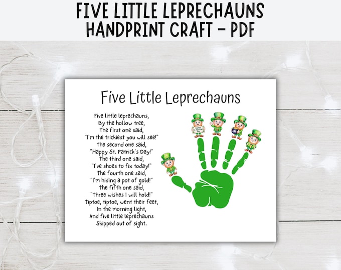Five Little Leprechauns Handprint Craft, St. Patrick's Day Handprint ...