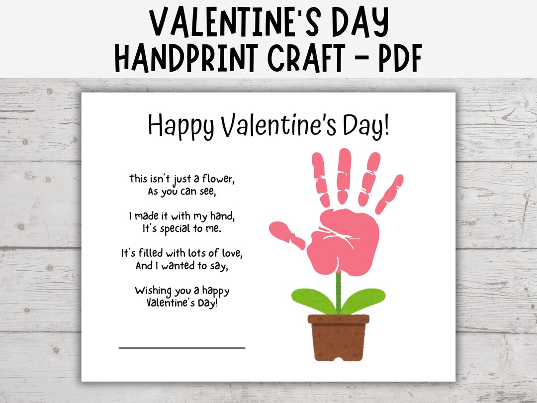 Valentines Handprint Craft, Valentines Flower Handprint Template ...