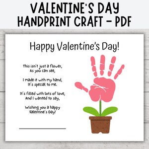 Valentines Handprint Craft, Valentines Flower Handprint Template ...