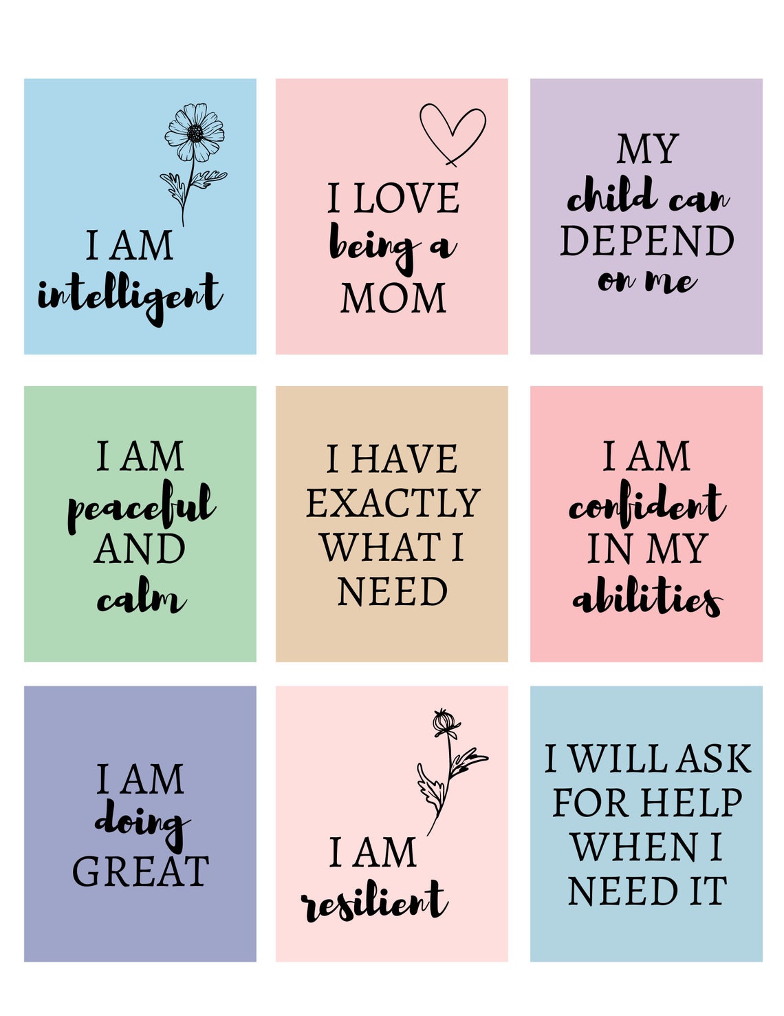 New Mom Affirmation Cards Motherhood Encouragement Cards New Mom