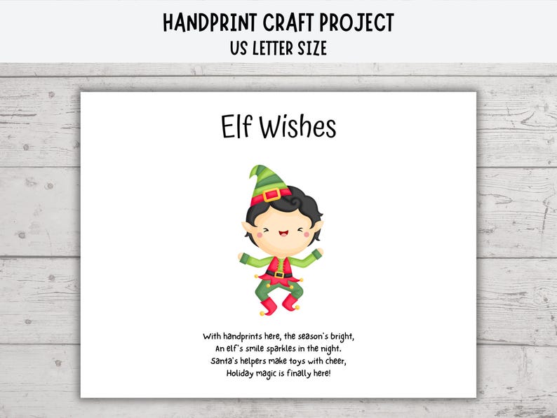 Elf Handprint Craft, Christmas Handprint Template, Merry Christmas ...