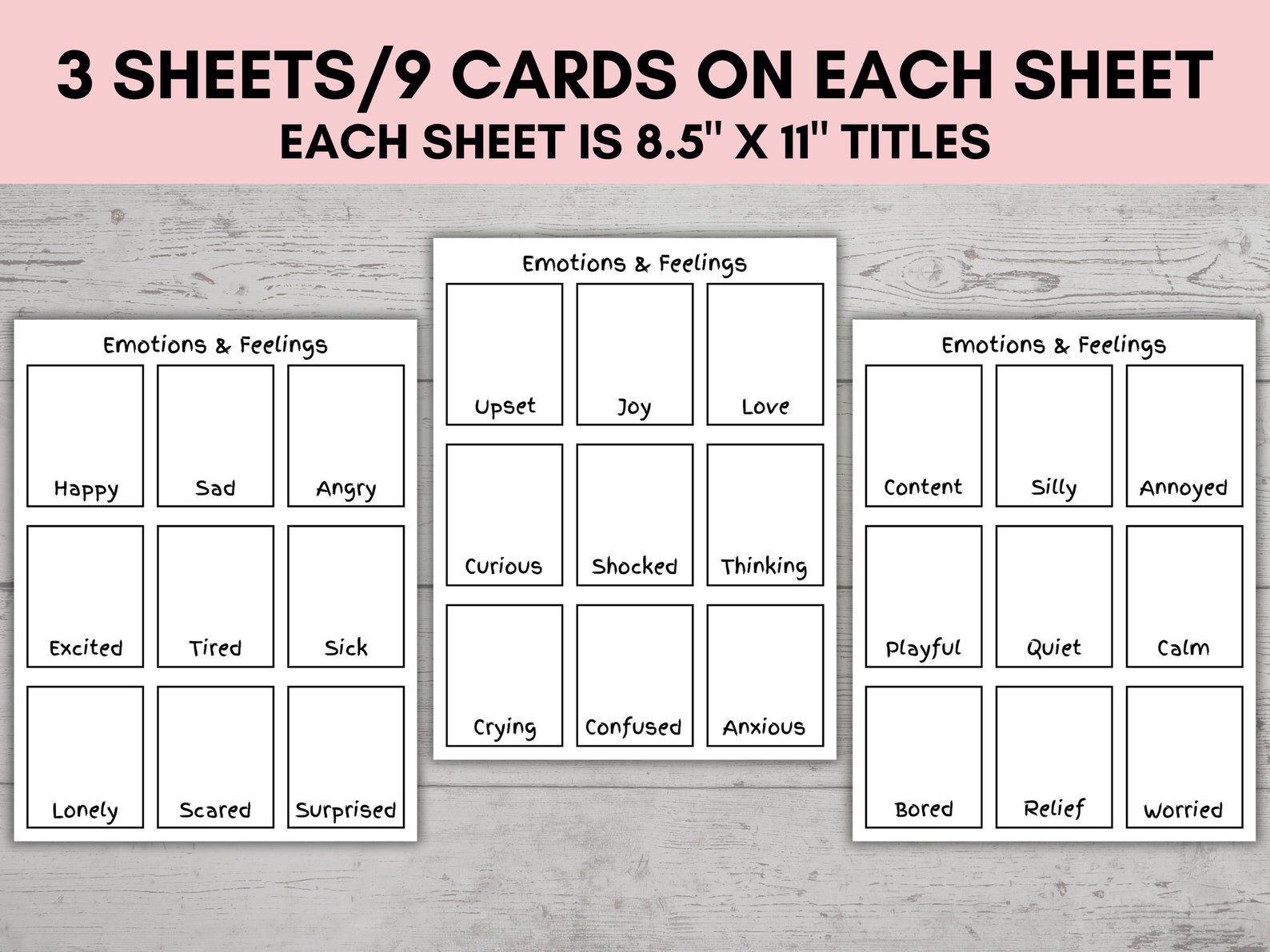 Emotions Flashcards, Emoji Feelings Chart, Flashcard Printable ...