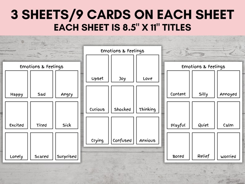Emotions Flashcards, Emoji Feelings Chart, Flashcard Printable ...
