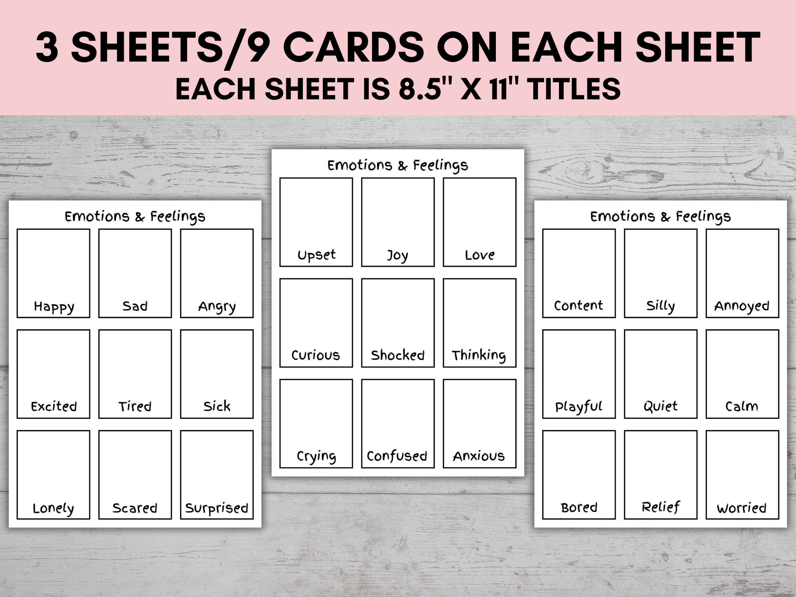 Emotions Flashcards, Emoji Feelings Chart, Flashcard Printable ...