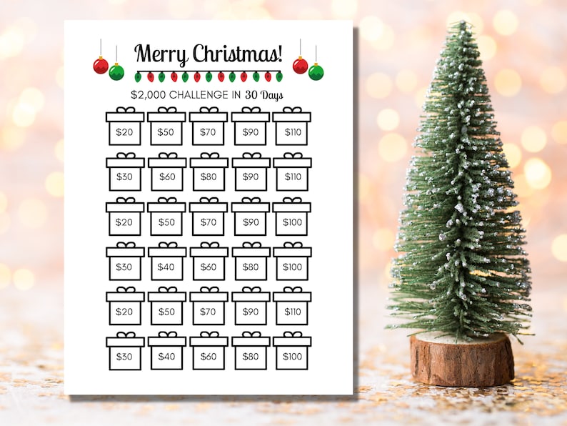 2000 Christmas Savings Challenge, Save 2000 in 30 Days, 30 Days Money ...
