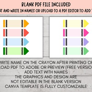Crayon Name Tags Template, Crayon Name Tags Printable, Crayon Desk ...