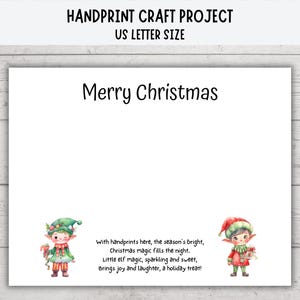 Christmas Handprint Craft, Elf Handprint Template, Merry Christmas ...