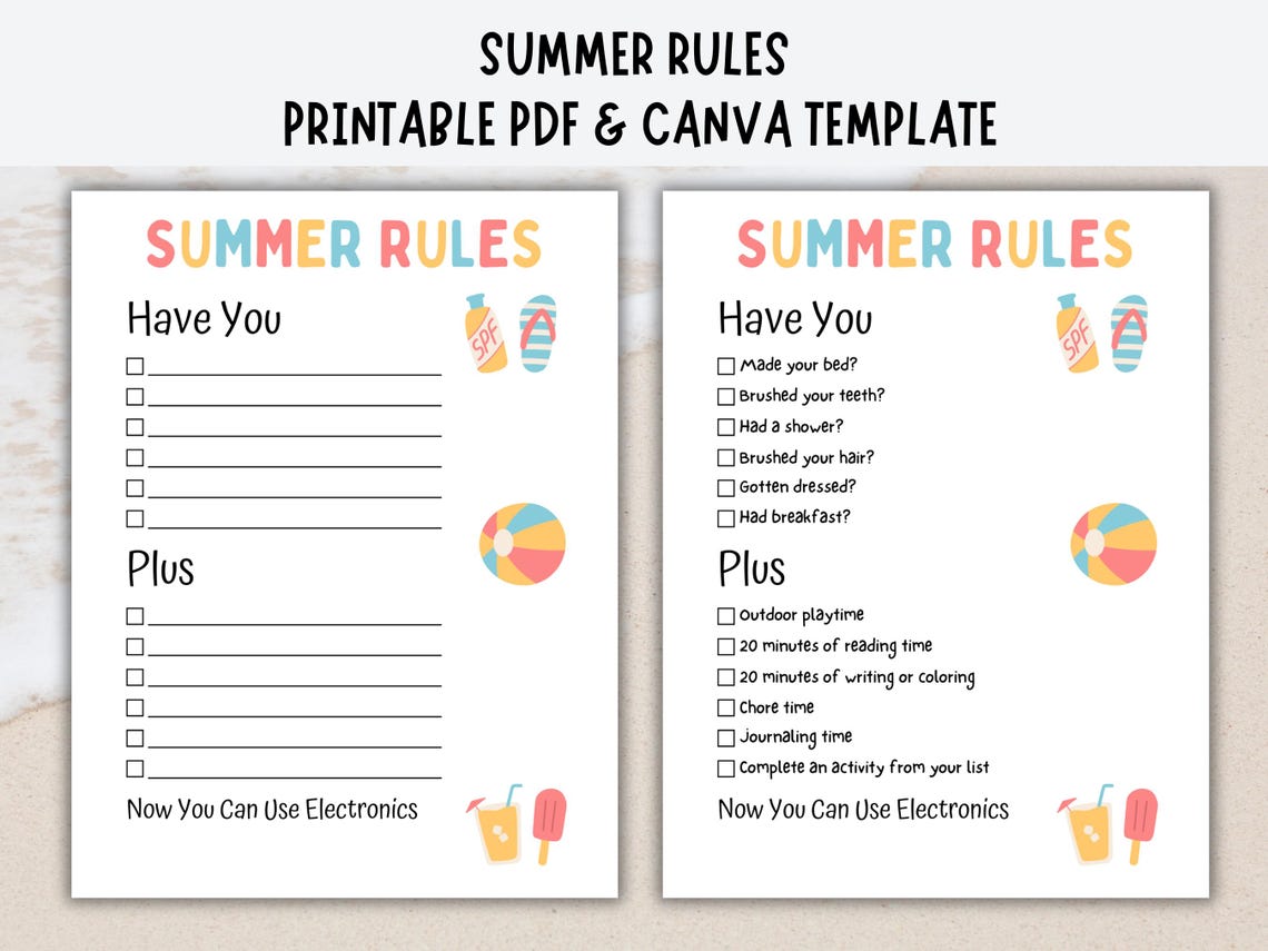 Summer Planner Bundle for Kids, Printable Editable Canva Templates ...