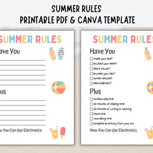 Summer Planner Bundle for Kids, Printable Editable Canva Templates ...
