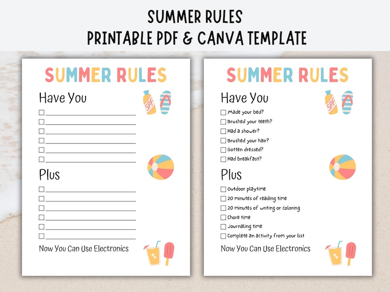 Summer Planner Bundle for Kids, Printable Editable Canva Templates ...