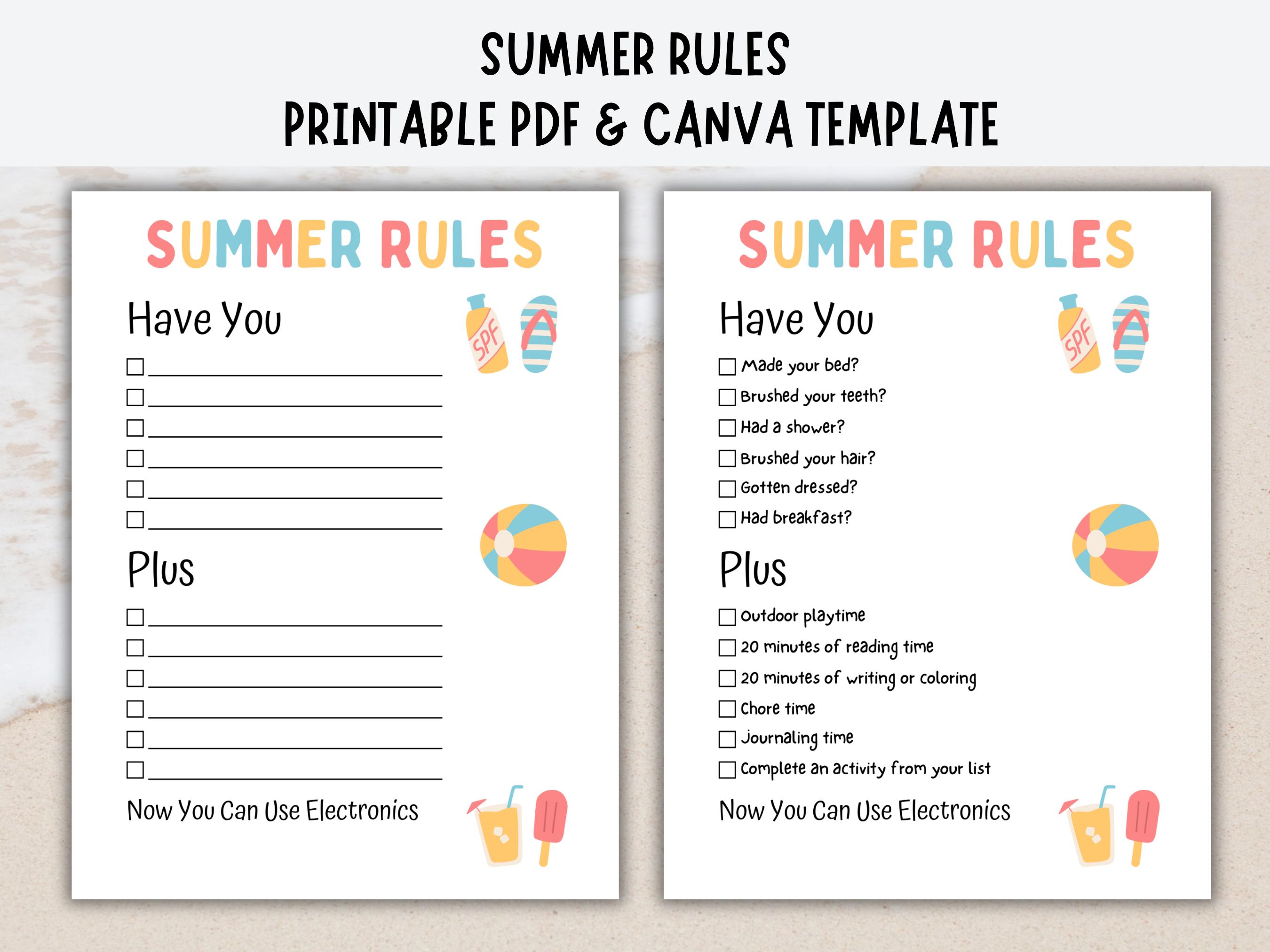 Summer Planner Bundle for Kids, Printable Editable Canva Templates ...
