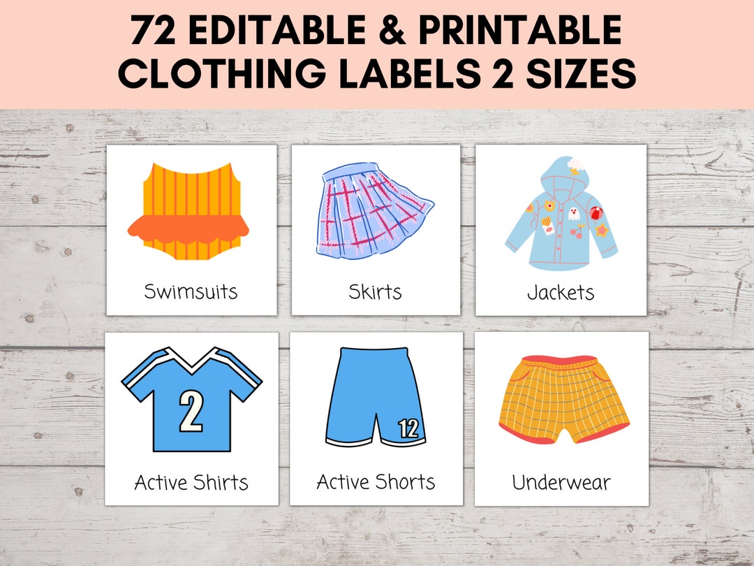 Kids Dresser Labels, EDITABLE & PRITNTABLE Closet Storage Labels ...