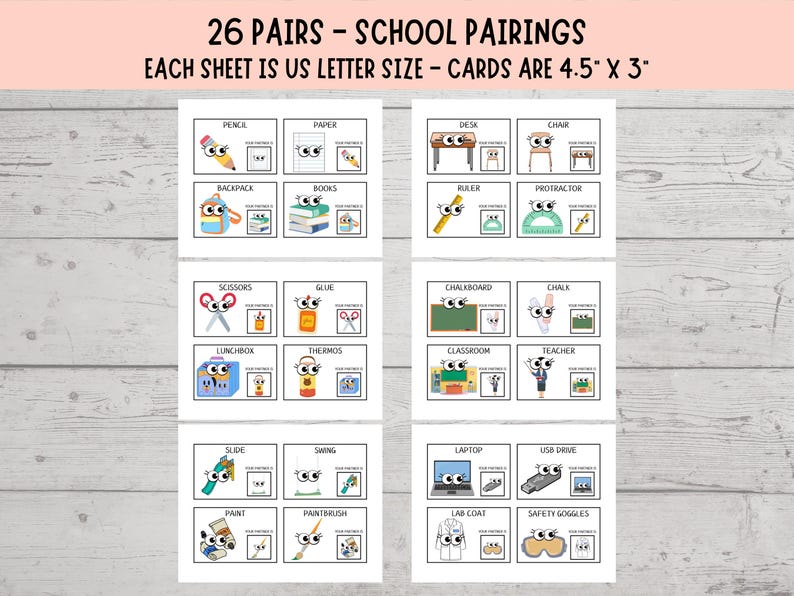 Partner Pairing Cards, Classroom Partner Cards, Pairing Cards, Back to ...