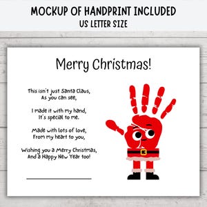 Christmas Handprint Craft, Santa Claus Handprint Template, Merry ...