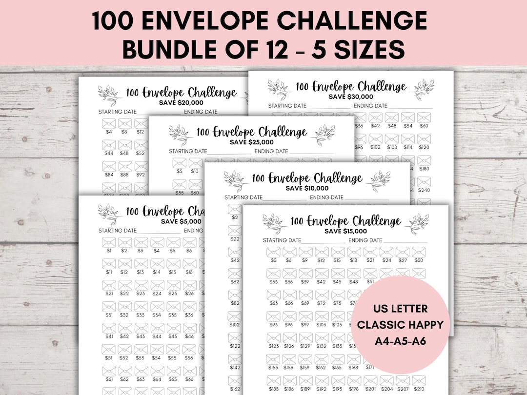 100 Envelope Savings Challenge Bundle, Savings Challenge Printable ...