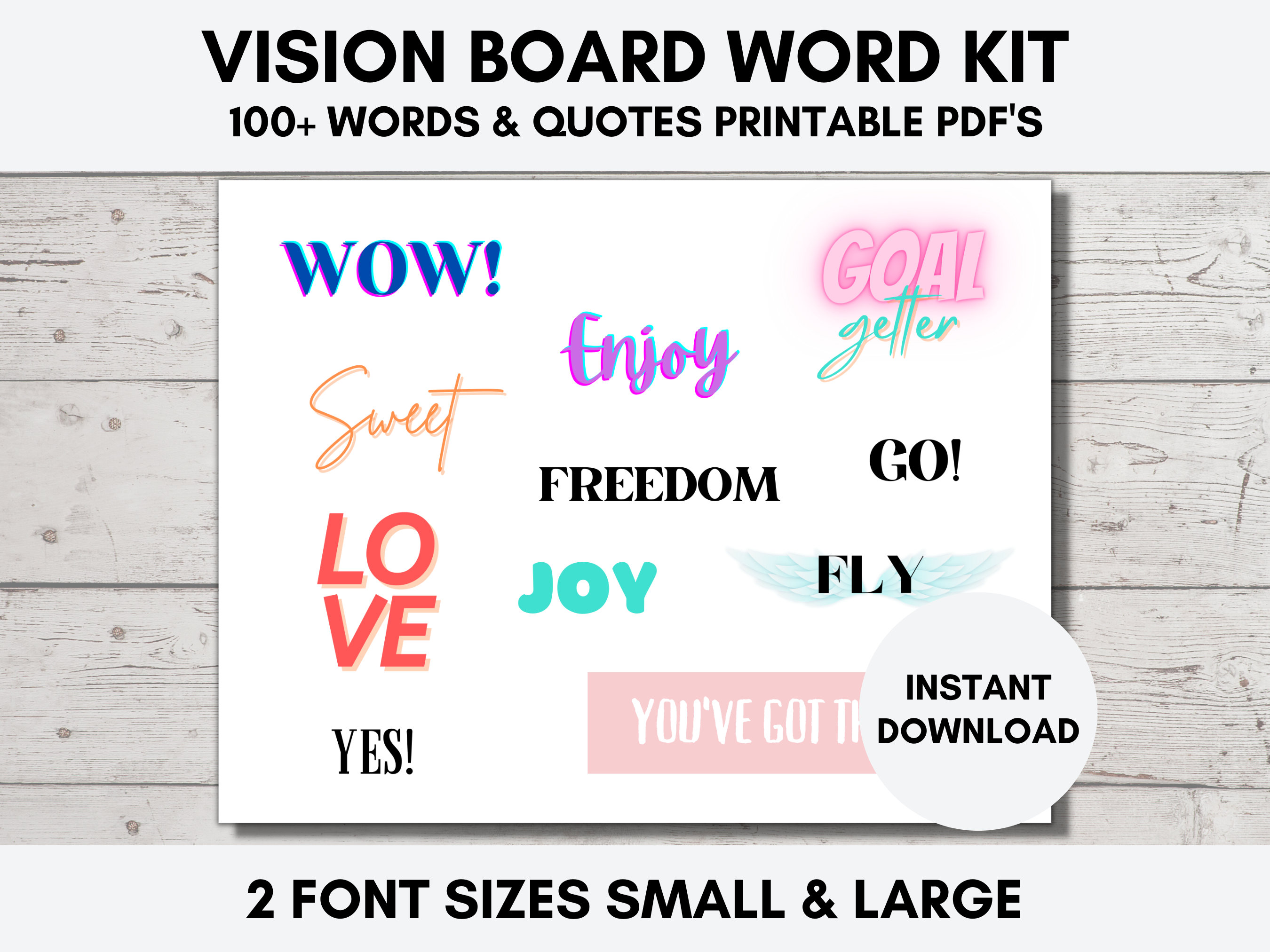 Vision Board Words 2024/2025, Vision Board Printables, 100 + Vision ...