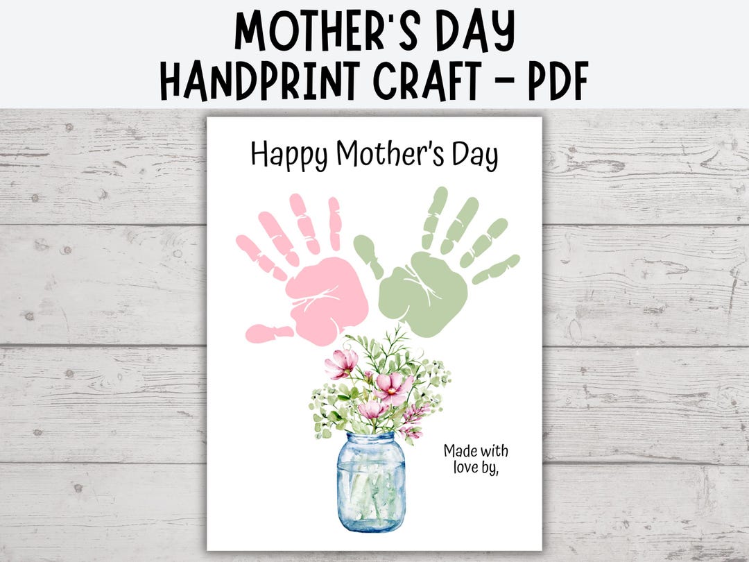 Mothers Day Handprint Art, Happy Mother's Day Handprint Flowers Gift ...