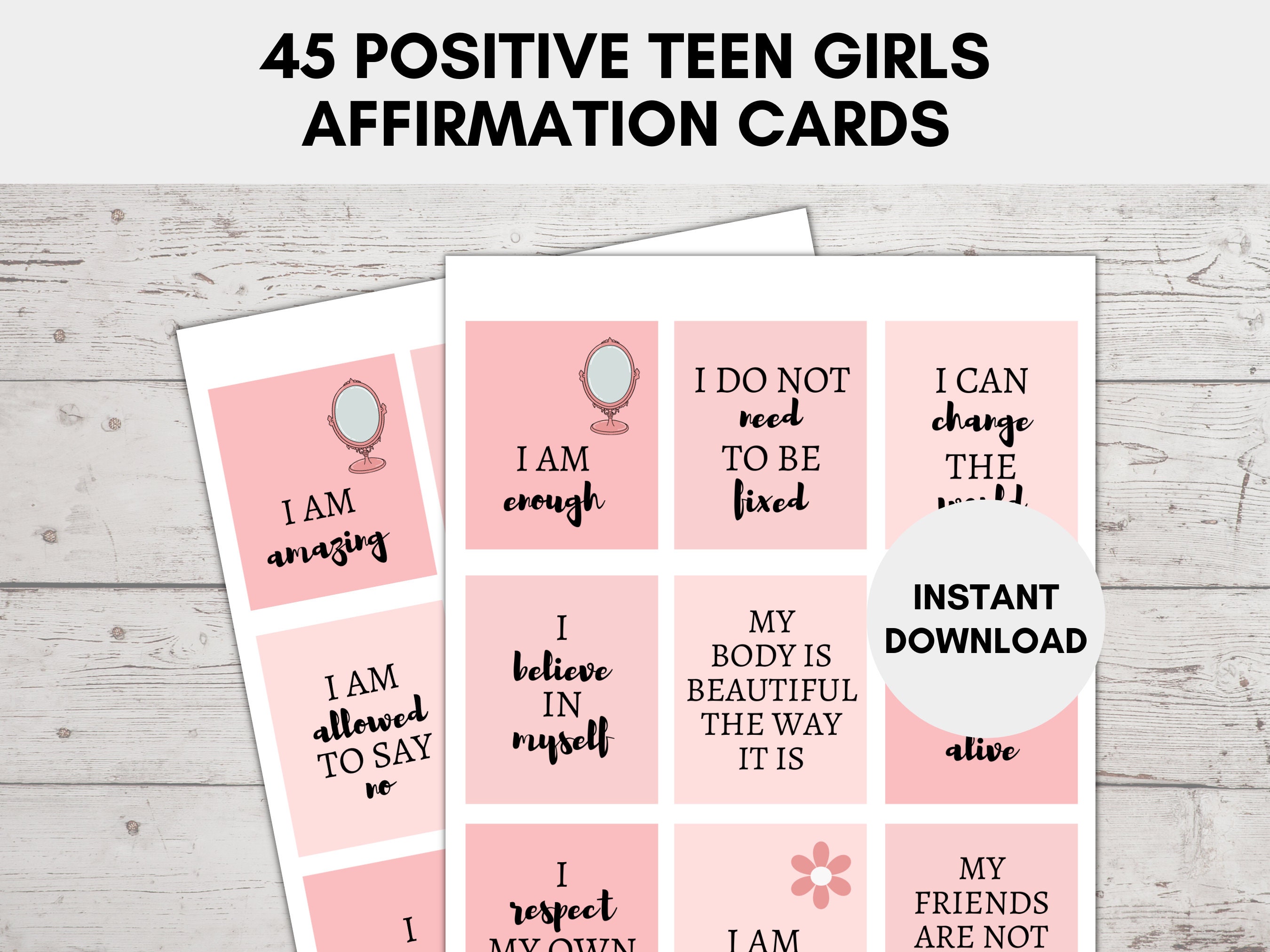 Affirmation Cards Teens, Positive Affirmation Cards for Teenage Girls ...
