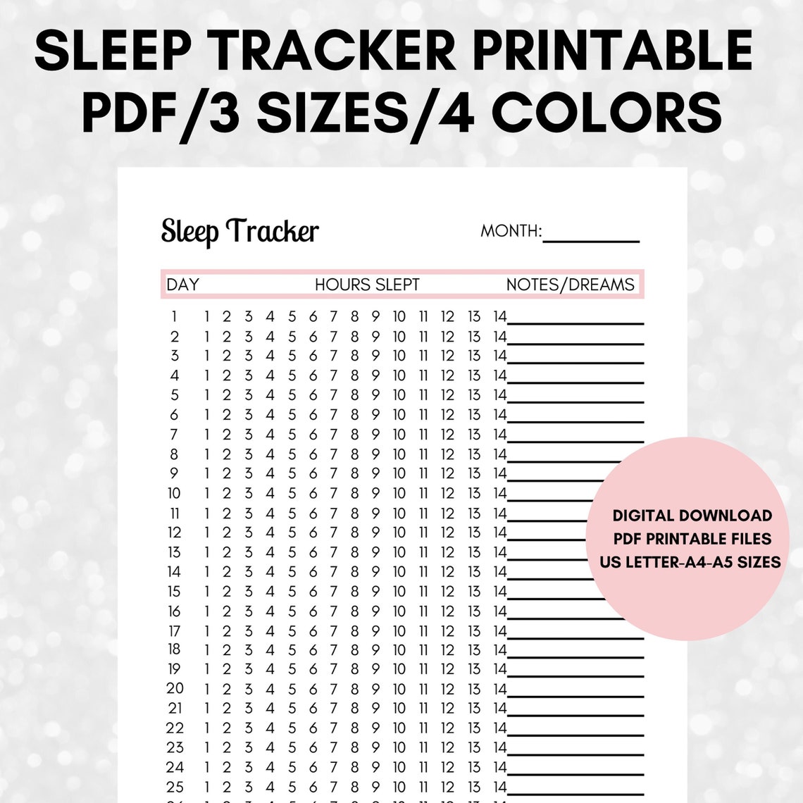 Sleep Tracker Printable PDF Sleep Journal Monthly Sleep | Etsy