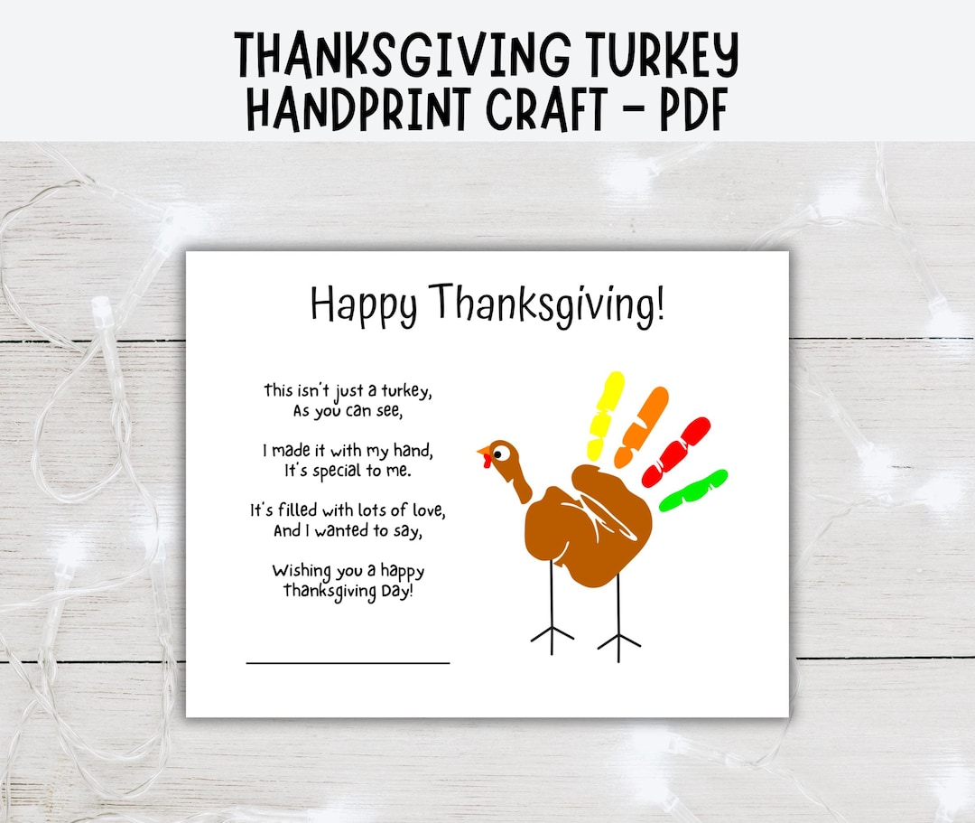 Thanksgiving Turkey Handprint Craft, Happy Thanksgiving Handprint Art ...
