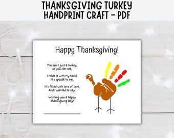 Thanksgiving Turkey Handprint Craft, Happy Thanksgiving Handprint Art ...