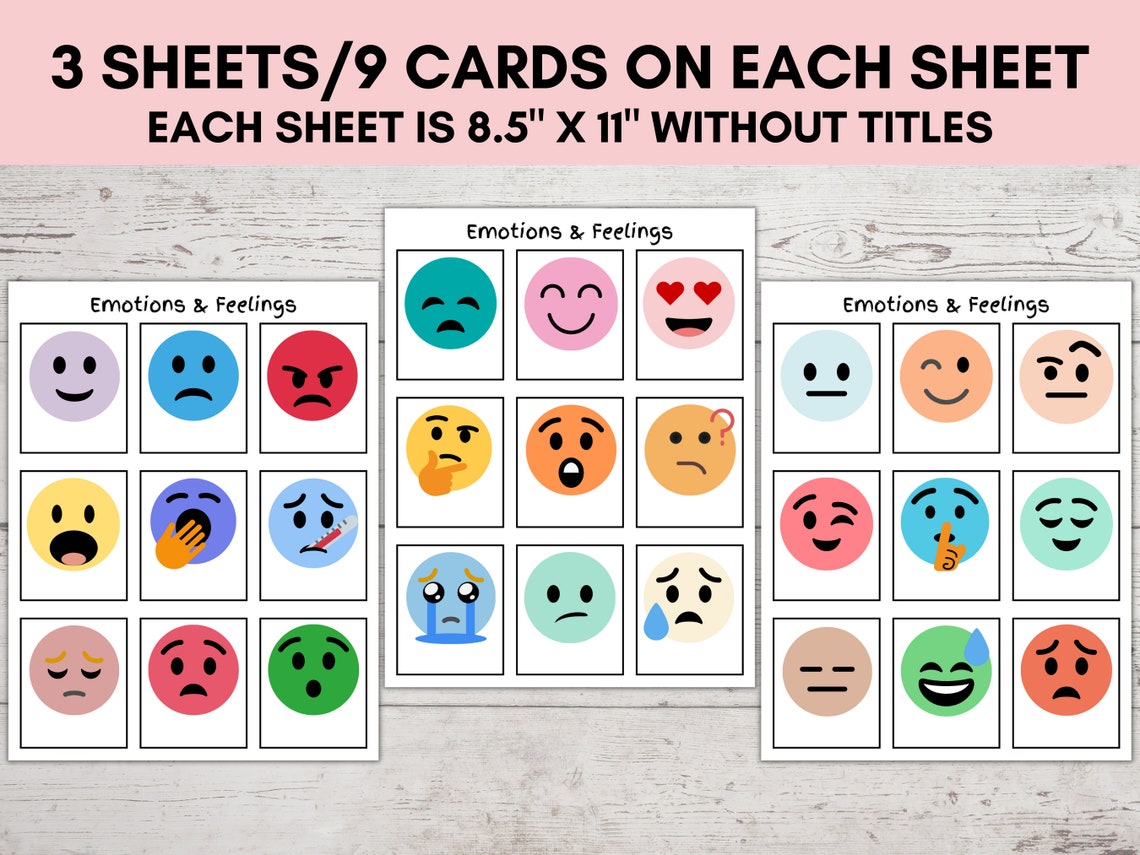Emotions Flashcards, Emoji Feelings Chart, Flashcard Printable ...