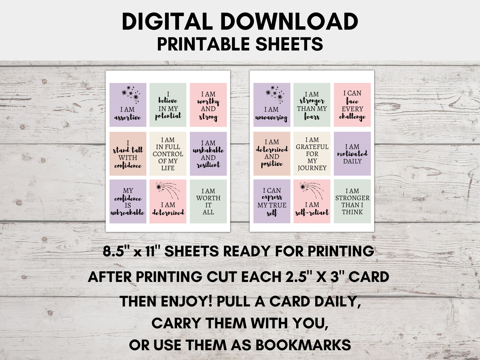 Affirmation Cards Printable, Daily Affirmations for Self-confidence ...