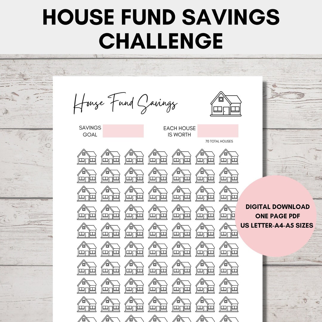 House Fund Savings Printable, House Fund Tracker, Money Saving Challenge Printable, Savings ...