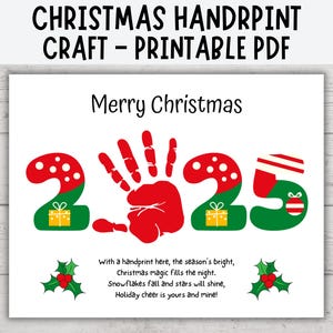 Christmas Handprint Craft 2025, Merry Christmas Handprint Template ...