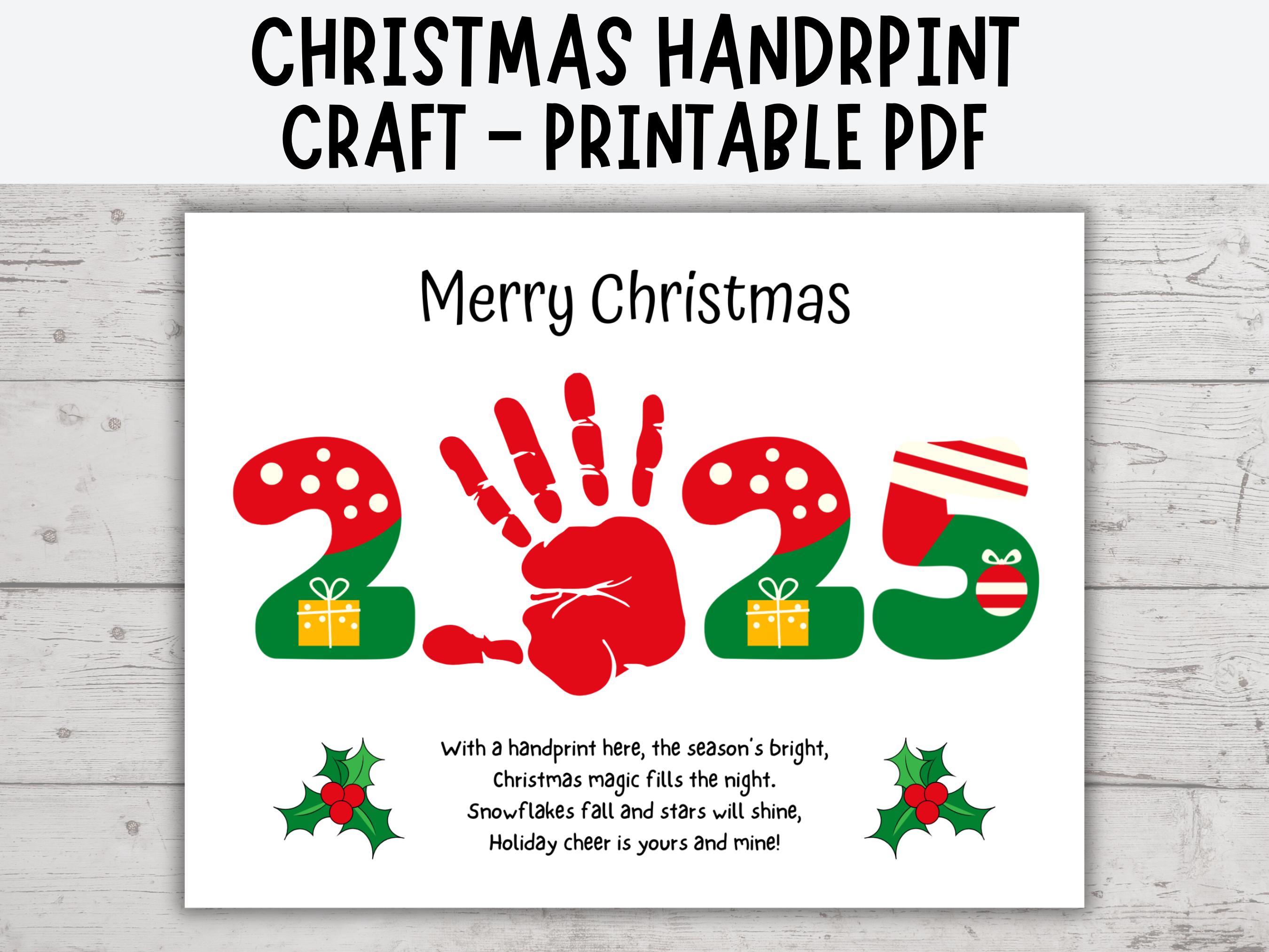 Christmas Handprint Craft 2025, Merry Christmas Handprint Template ...