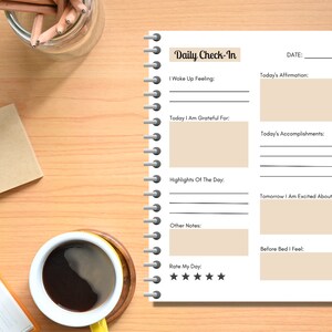 Daily Check-in Journal Printable PDF, Self Care Daily Check in Journal ...