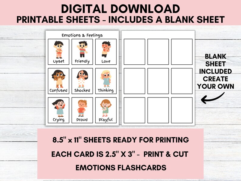 Emotions Flashcards, Feelings Flash Cards, Flashcard Printable ...