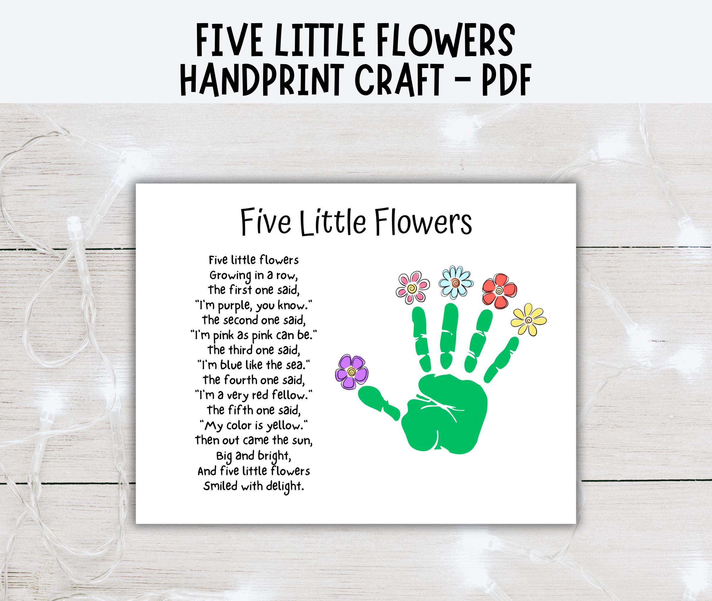 Five Little Flowers Handprint Craft, Spring Easter Handprint Art for ...