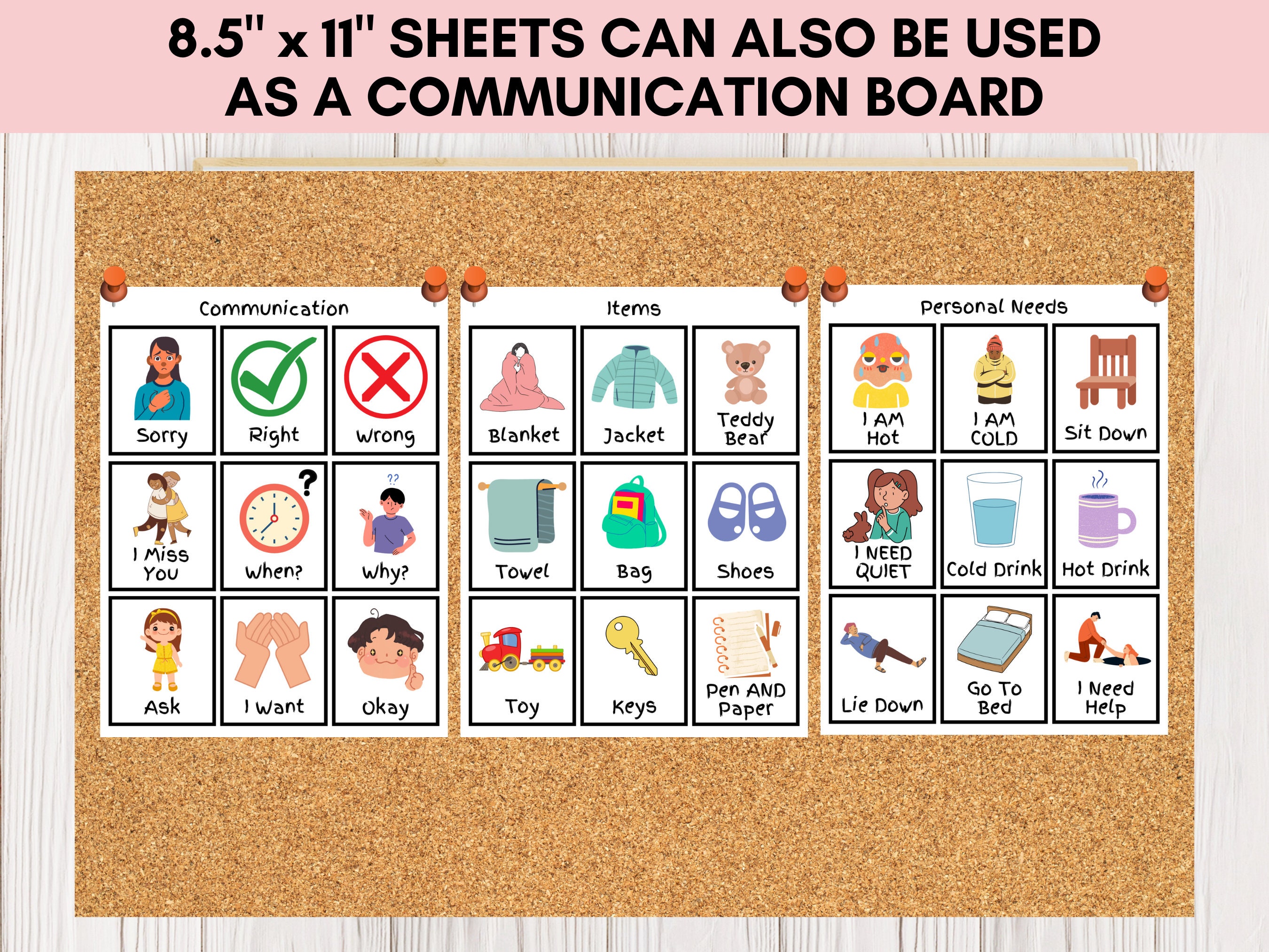 Nonverbal Communication Cards, Visual Board, Flash Cards Special Needs ...