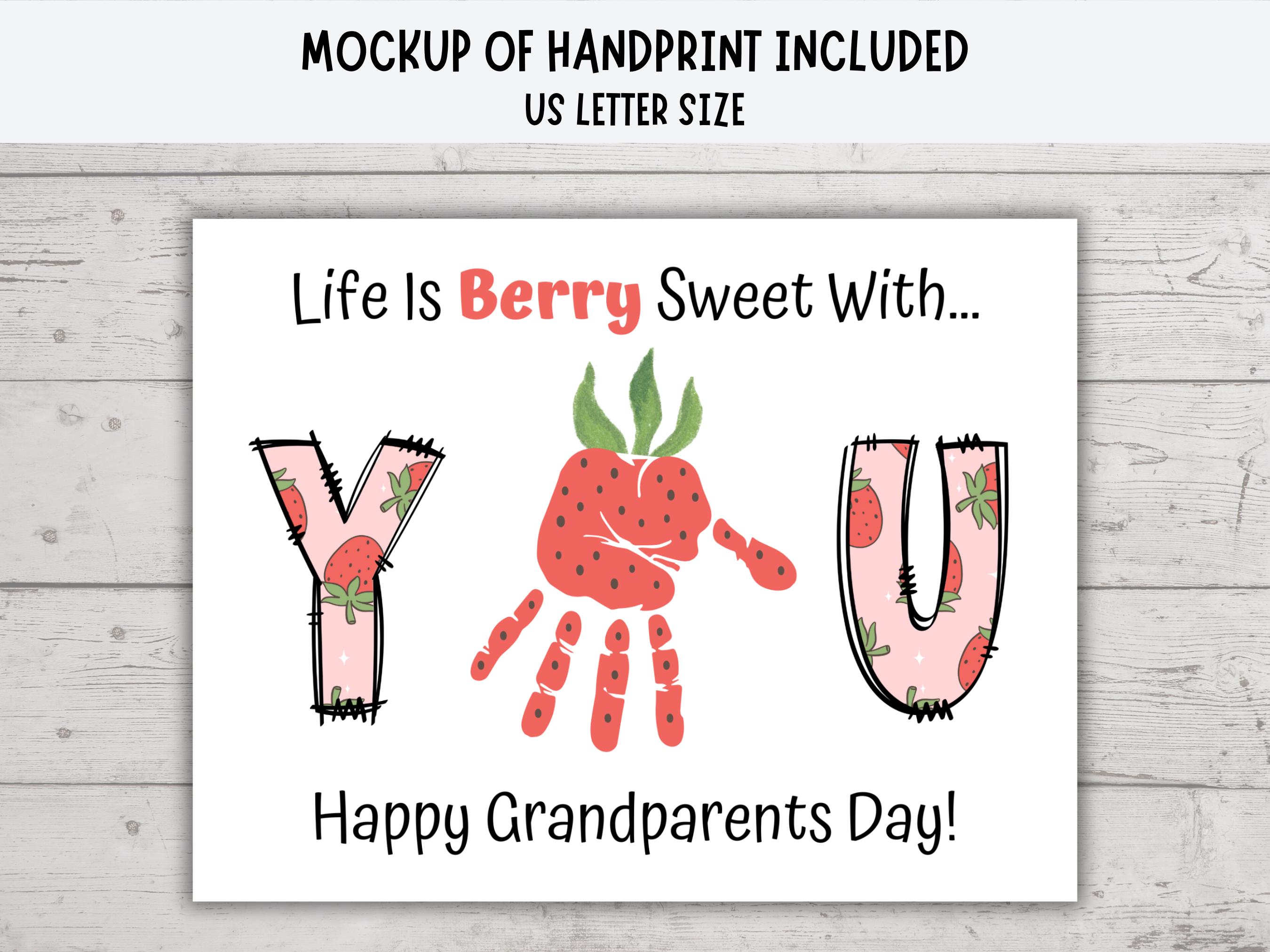 Grandparents Day Handprint Art, Strawberry Handprint Life is Berry ...
