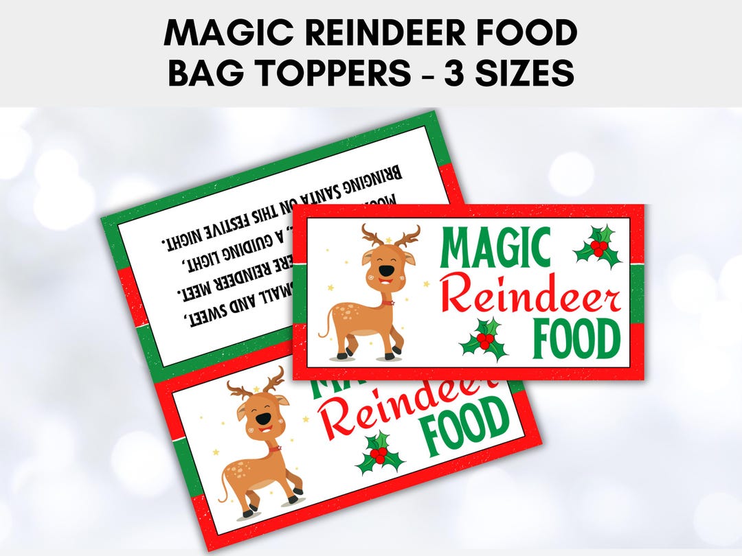 Magic Reindeer Food Treat Bag Topper, Christmas Treat Bag Topper ...