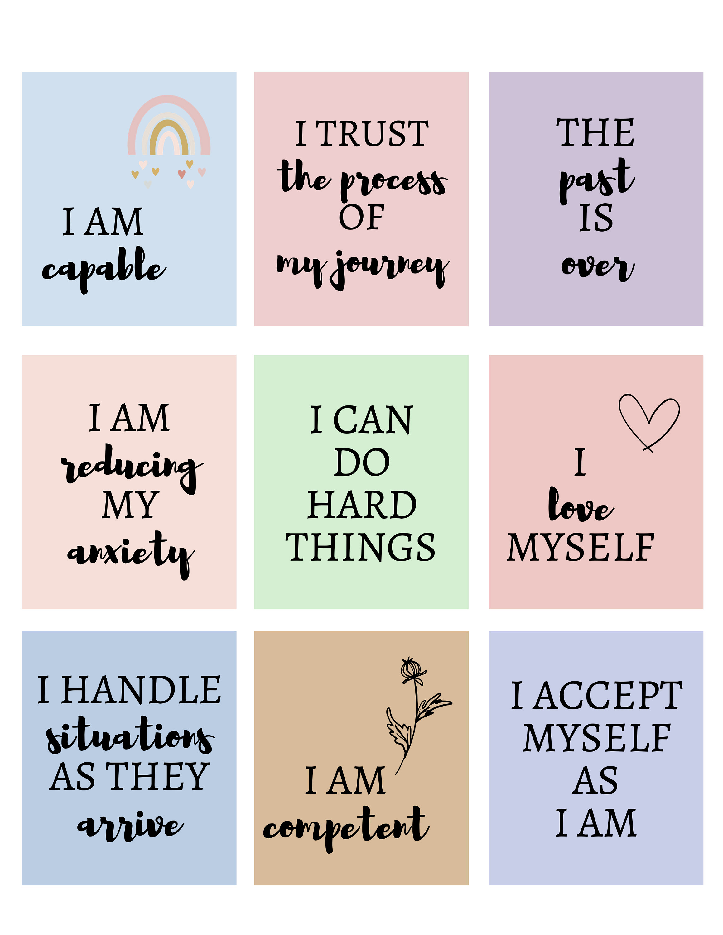 Anxiety Coping Cards, Affirmation Cards Printable, Anxiety Cards ...
