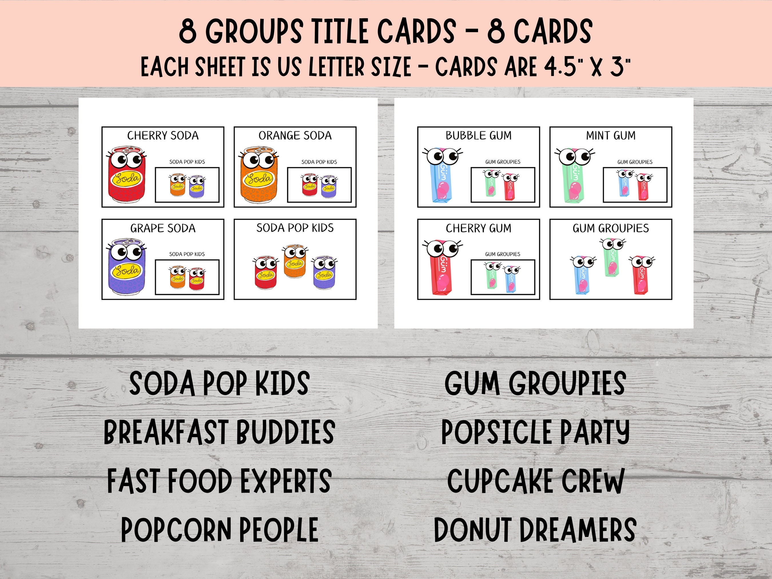 Groups of 3 Pairing Cards, Classroom Management, Food Pairing Cards ...