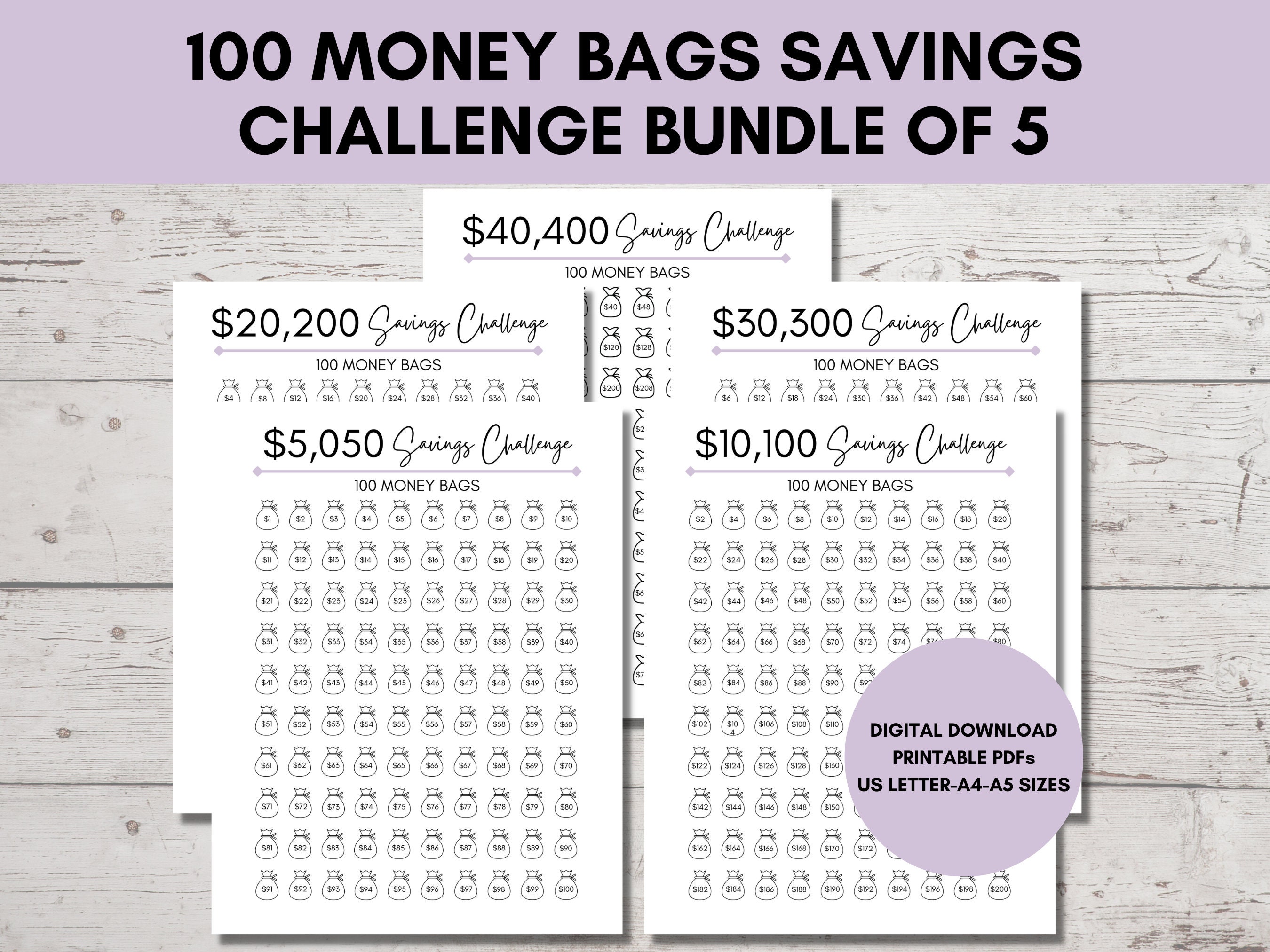 100 Envelope Challenge Printable, Savings Challenge Bundle, Savings ...