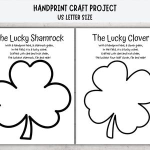 Clover Handprint Craft, St. Patrick's Day Handprint Template, Shamrock ...