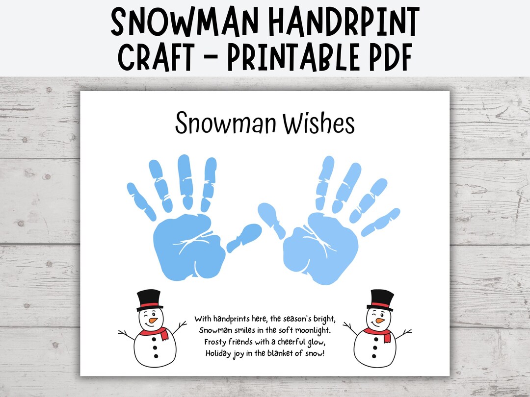 Snowman Handprint Craft, Winter Handprint Template, Merry Christmas ...
