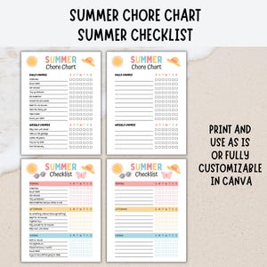 Summer Planner Bundle for Kids, Printable Editable Canva Templates ...