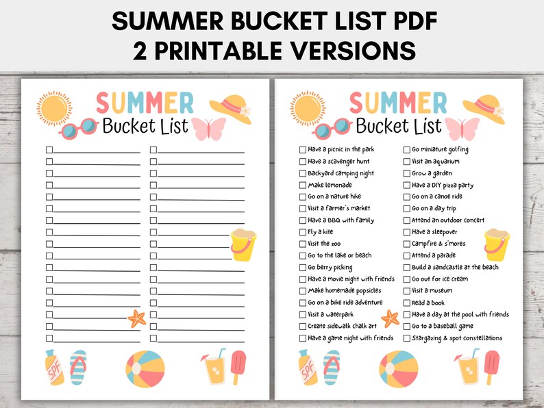 Summer Bucket List Printable, Editable Summer Bucket List, Bucket List ...