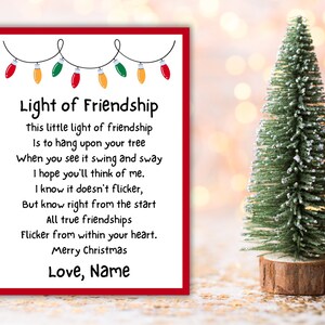 Light of Friendship Card Tag in 3 Sizes, Christmas Tags, Printable Card ...