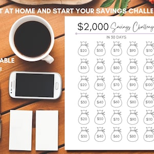 2,000 Money Saving Challenge, Save 2000 in 30 Days, 2000 Savings ...