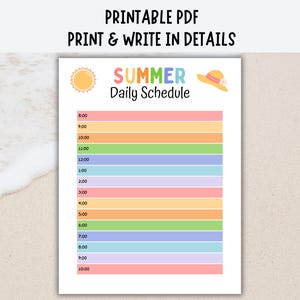 Kids Summer Daily Schedule, Summer Schedule Printable Editable Canva ...