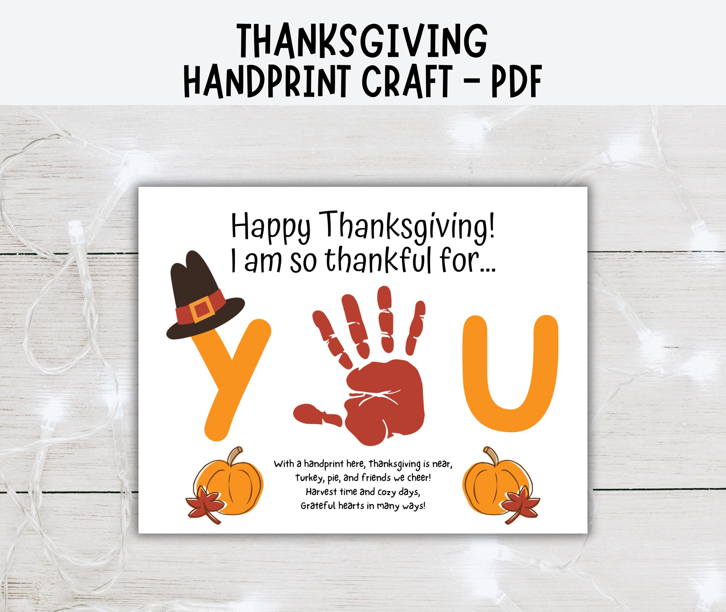 Thanksgiving Handprint Craft, Happy Thanksgiving Handprint Art, Autumn ...