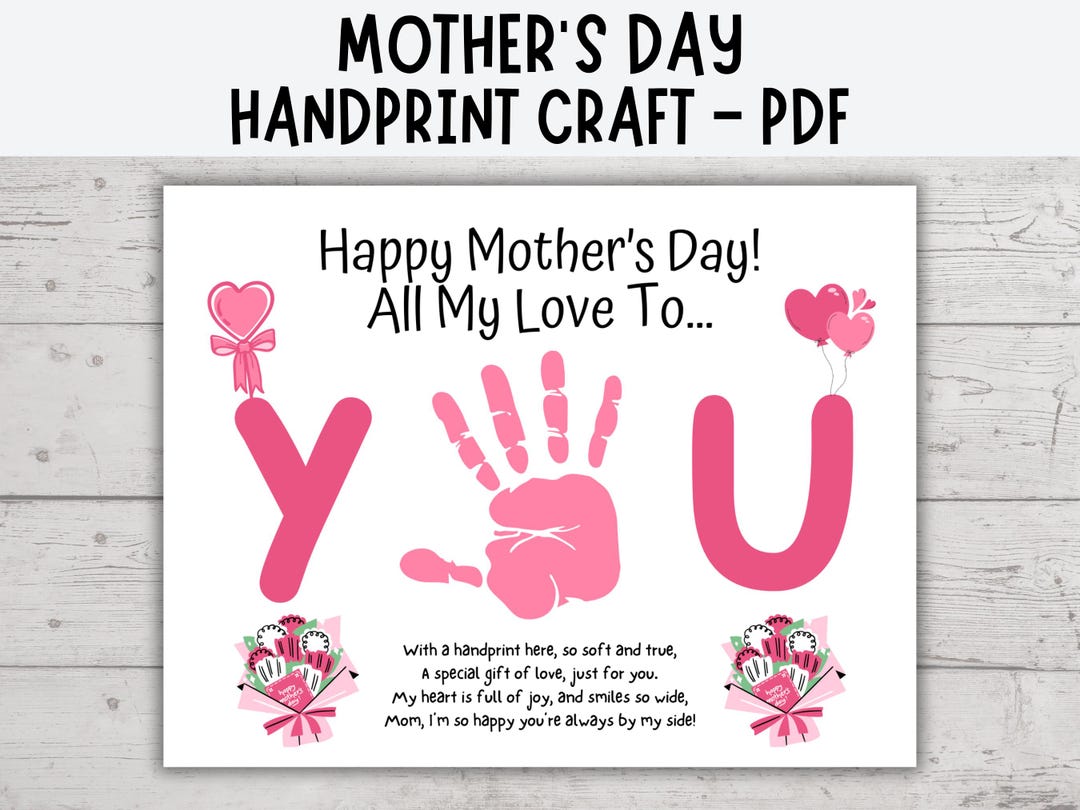 Mothers Day Handprint Art, Mothers Day Handprint Template, Mothers Day ...