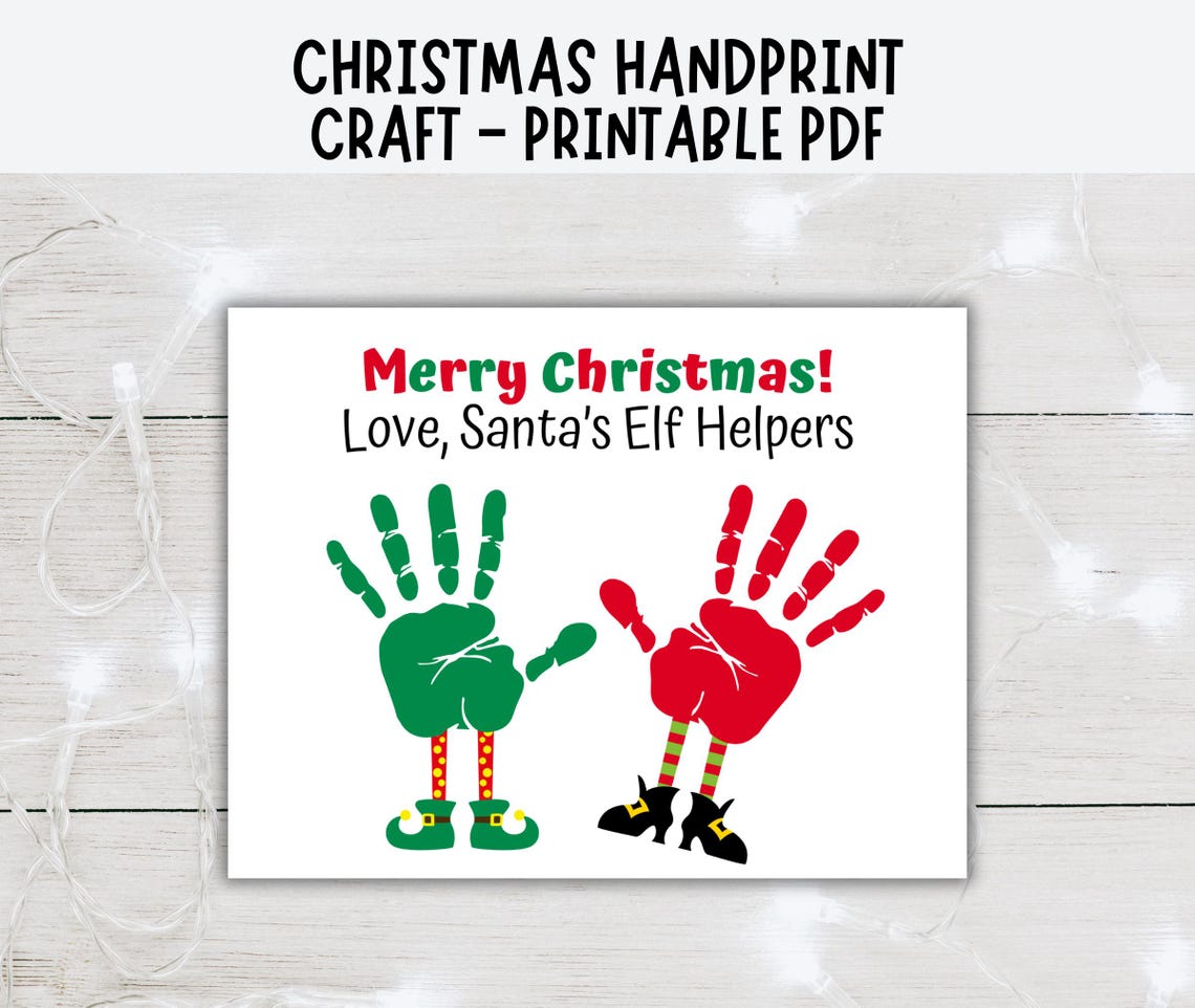 Christmas Handprint Craft, Elf Helpers Handprint Template, Merry ...