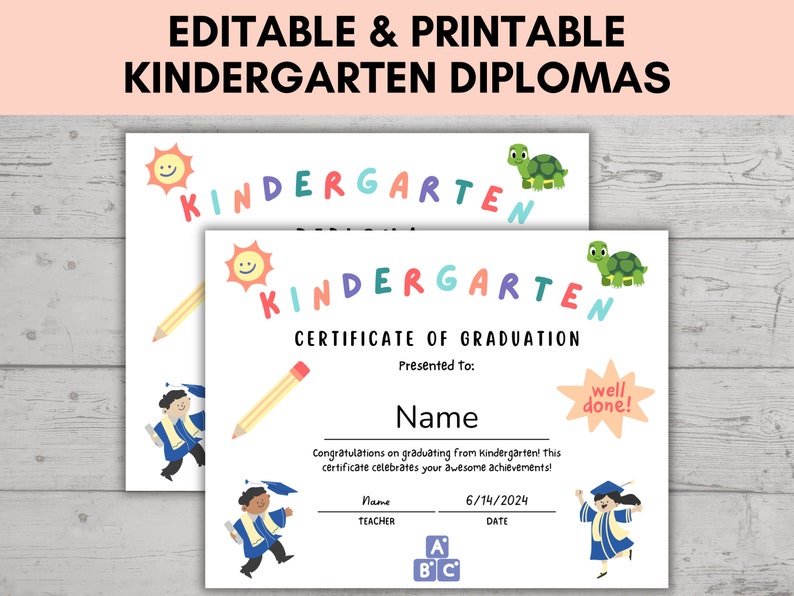 Editable Kindergarten Diploma, Printable Kindergarten Diploma ...
